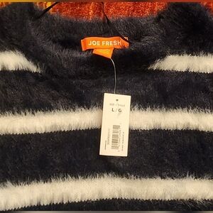Joe Fresh | Sweaters | Joe Fresh Fuzzy Striped Sweater In Navy And ...